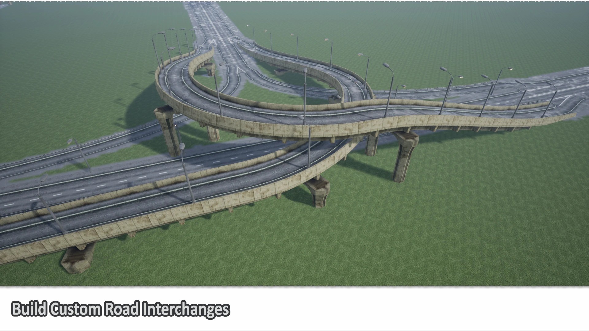 UnrealEngine4交通车辆公路道路创建插件Spline Road Tool Features Overview