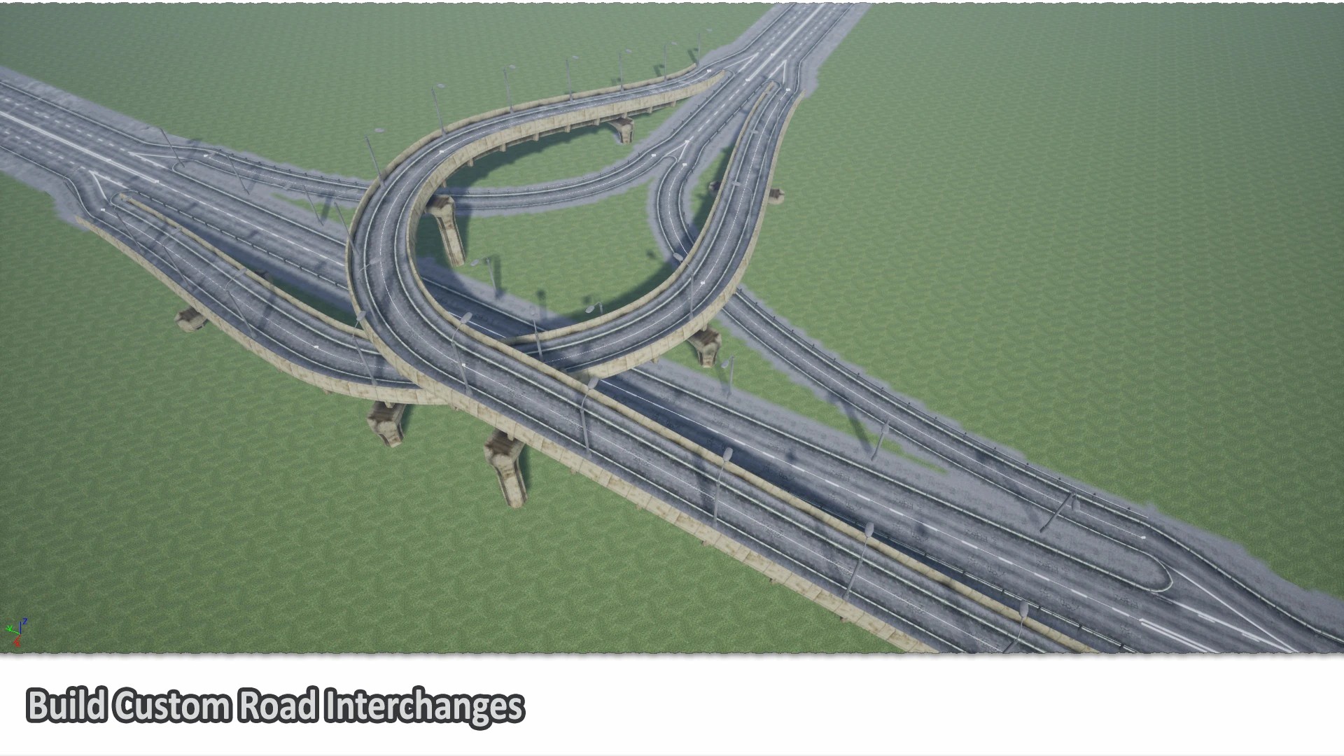 UnrealEngine4交通车辆公路道路创建插件Spline Road Tool Features Overview