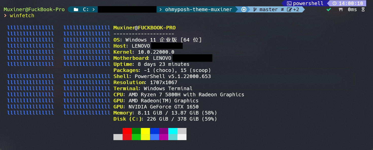 GitHub - Muxiner/ohmyposh-theme-muxiner: 一款自制 Oh My Posh 主题